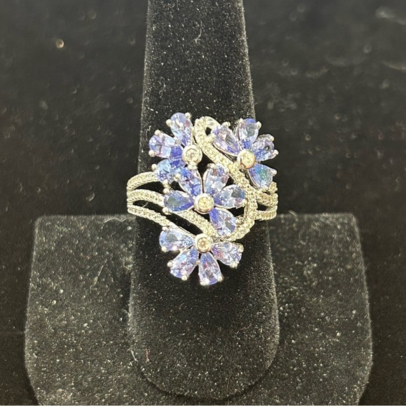 JTV | Jewelry | Jtv Tanzanite And Diamond Flower Ring Sz 9 | Poshmark
